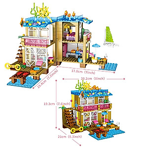 JUMEI Friends Set Building Blocks,Girls Building Toys Set,390 PCS Girls Block Set,Beach Friends House Set Building Set Toys,Friends House Building Set,STEM Toy,Friends Set for Girl 6-12 Years Old