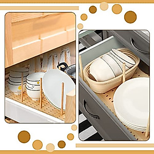 24 x 21 Inch Wood Peg Board System Dish and Plate Organizer Adjustable Wood Drawer Organizer Pegboard Wall Organizer Shelf and Drawer Organizer for Food Containers Cookware Utensils