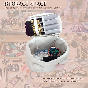 Emmace & Ames Cosmetic Bags for Women Portable Travel Plush Cartoon Makeup Bag Storage Purses Bag (White)