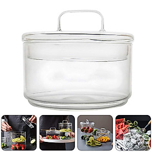 CALLARON Cups Glass Soup Bowl 1pc Glass Bowl Sank With Cover Large Glass Salad Bowl Clear Borosilicate Glass