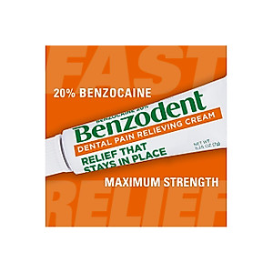 Benzodent Dental Pain Relieving Cream Topical Anesthetic, No Artificial Color & Flavors