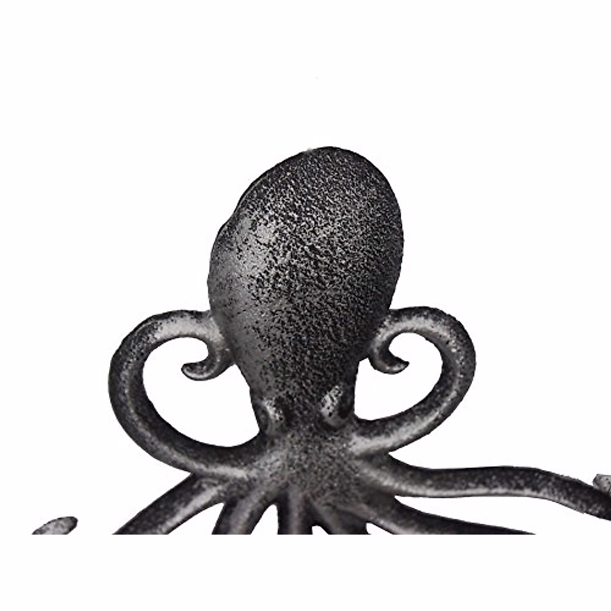 Handcrafted Nautical Decor Rustic Silver Cast Iron Wall Mounted Octopus Hooks 7" - Rustic Wall Art - Nauti