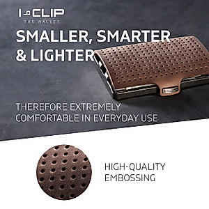 I-CLIP Original Mini Wallet with Moneyclip - Slim Wallet - Leather Wallet - Premium Wallet - Cardholder - AdvantageR Oak