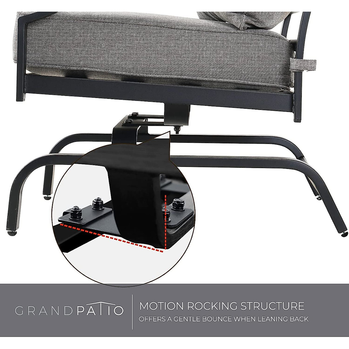 Grand patio Rocking Chairs Patio Chairs Bistro Sets Conversation Chair Set Indoor Outdoor Chat Set Motion Chair A Comfortable Shake of 5-10° Unique Design Patio Set with Grey Cushions 3-Piece