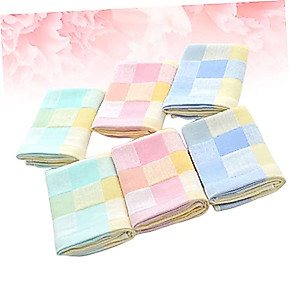 Alipis 6pcs Turkish Towel Blue Hand Towels Checkered Hand Towels Face Wash Cloth Decorative Hand Towel Plaid Dishcloth Scarf Face Towel Bath Towel Small Kid Towel Cotton Square Towel Baby