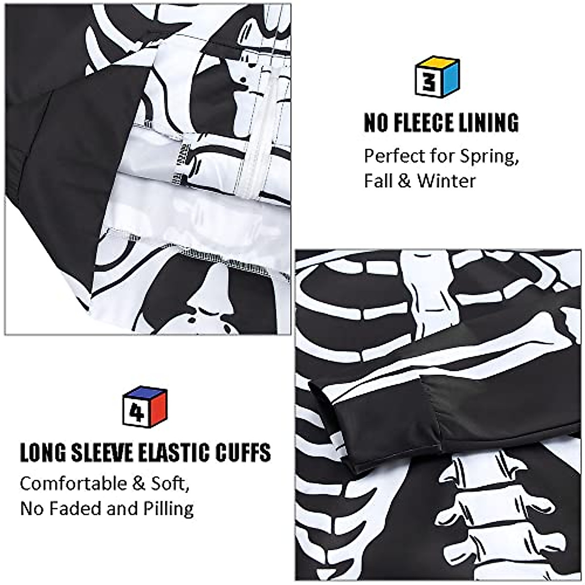 uideazone 12-14 Years Teenage Boys Zipper Hooded Sweatshirts Size 13t Trendy Halloween Skeleton Long Sleeve Zip Up Hoodies Autumn Hoody Coat Tops