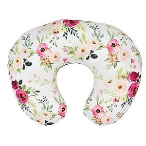 JYPromise 2 Pack Nursing Pillow Covers, Nursing Pillow Slipcovers for Breastfeeding Moms, Soft and Stretchy Safely Breastfeeding Pillow Cover for Infant & Baby Girl (Floral 1)