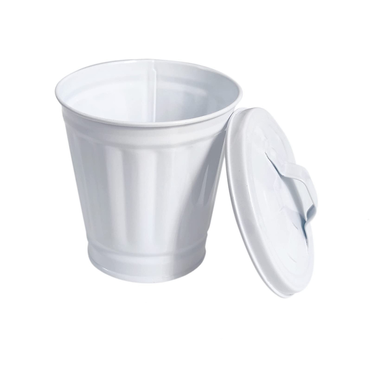 AITING Mini Trash can & Iron Garbage can Pencil Cup Holder 2pcs (White)