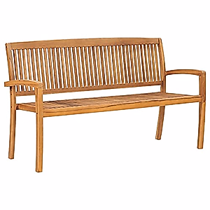Tidyard 3 Seater Garden Bench Teak Wood Patio Porch Chair Wooden Outdoor Bench for Backyard, Balcony, Park, Lawn Furniture 62.6 x 22.6 x 35.4 Inches (W x D x H)