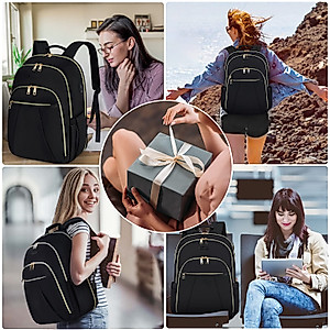 IGOLUMON Laptop Backpack for Women Men 15.6 Inch Waterproof School College bookbag TSA Friendly Travel Backpacks for High School/Business/Work/Travel Black
