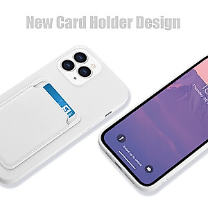 MZELQ Compatible with iPhone 13 Pro Max Case TPU Card Holder Wallet Cover,Camera Protection + Screen Protector Soft Card Slot Phone Case -White