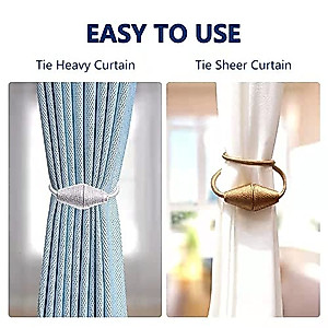 2 Pack Strong Magnetic Curtain Tiebacks for Drapes Window Curtain Holdbacks Clips Drapery for Home Kitchen Office Window Sheer Curtains or Blackout Curtains (Gold Copper)