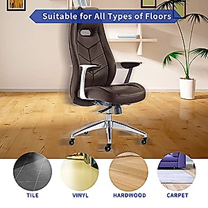 3" Office Chair Caster Wheels with M10x20 mm Threaded Stem, 360 Rotation Heavy Duty Polyurethane Office Chair Caster for All Floors Including Hardwood, Carpet and Tile, No Need Floor Mat. (Set of 5)