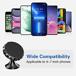 [2 Pack] Magnetic Phone Car Mount, Magnetic Phone Holder for Car with 8 Metal Plates, 360° Rotation Phone Mount for Car Dashboard Compatible with iPhone Samsung and Other Smartphones