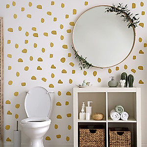 500 Pieces Irregular Polka Dots Boho Wall Decal Vinyl Nursery Wallpaper Sticker Wall Decor Peel and Stick Dot Wall Sticker for Kids Baby Girl Bedroom Home Classroom Decoration (Gold)