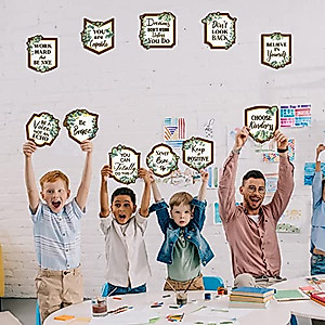 48 Pieces Eucalyptus Cutouts Eucalyptus Positive Sayings Accents Eucalyptus Classroom Decor Eucalyptus Inspirational Quotes Wall Art Greenery Accent Bulletin Boards Set for Home School Decorations