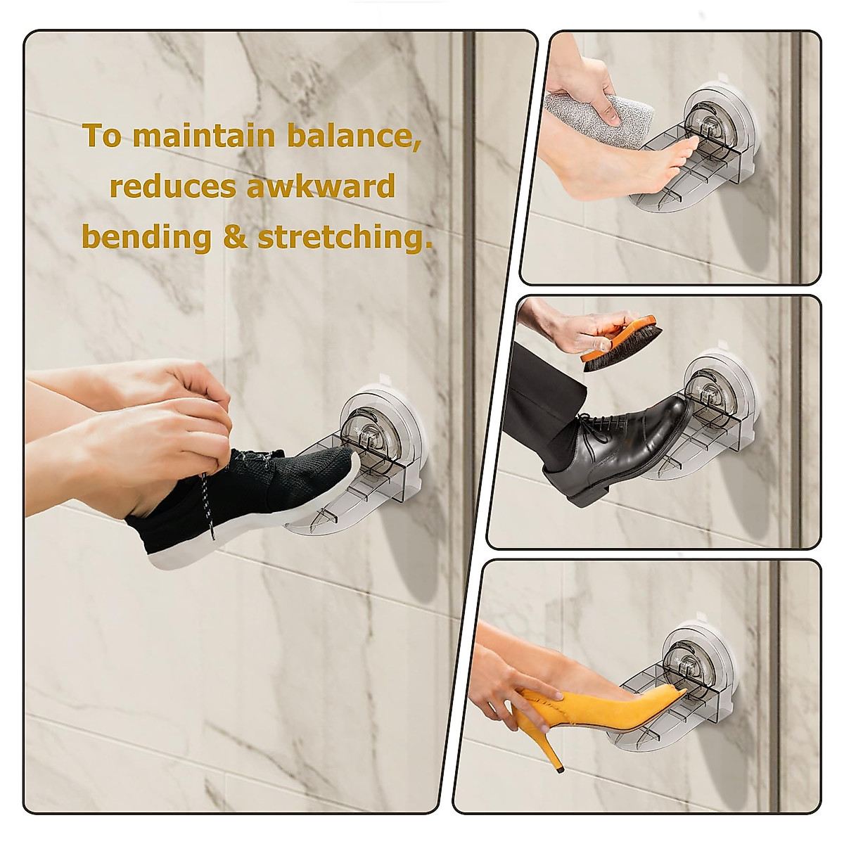 ENUODA Shower Foot Rest with Powerful Non-Slip Suction Cup Waterproof Shower Stool for Inside Shower Shaving Legs Suitable for People Who Need to Keep Body Balance (Reusable, No Drilling)