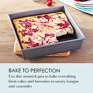 Chicago Metallic Commercial II Non-Stick 9-Inch Square Cake Pan. Make traditional square cakes or layer cakes, brownies, casseroles, and more,