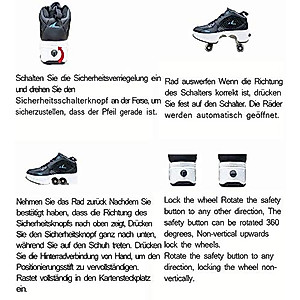 Roller Skates for Women,Shoes with Wheels for Girls,Kick Rollers Shoes Retractable for Boys, Adult Parkour Quad Roller Shoes,Inline Skates Children'sOutdoor Skates,A-7.5