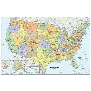 WallPops WPE99073 USA Dry Erase Map, Multicolor