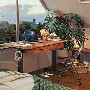 FEZIBO Height Adjustable Desk with 2 Drawers Storage and 3-Drawer Rolling Filing Cabinet