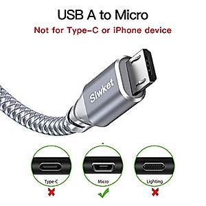 Siwket Micro USB Charging Cable 10ft, Braided USB A to Micro Android Charger Cable Data Sync Cord for Samsung Galaxy J7,S7,S6,Kindle Fire,Fire HD Tablets,PS4 Controller,Sony,HTC,LG,Motorola,Huawei