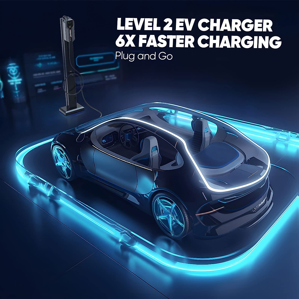 EV Charger Level 2, 32Amp 240V NEMA 14-50 Plug Electric Car Charger with 21 ft Cable, 10/16/24/32A Adjustable Portable J1772 EV Charger for J1772 EVs, PHEVs