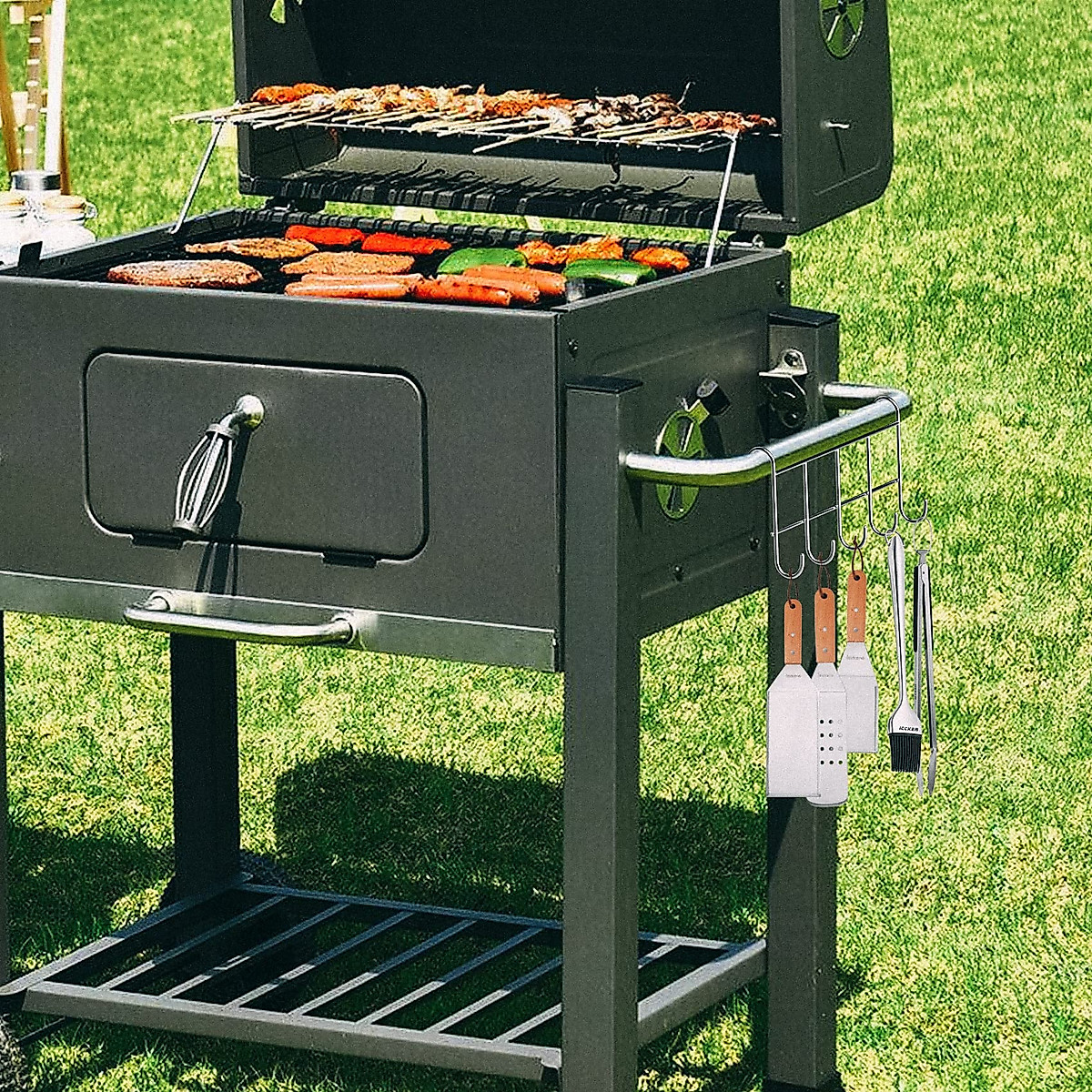 Onlyfire Chef Paper Towel Holder for Kitchen/Grills, Hook Rack for Camp Chef Stove, Side Shelves Utensils Hanging Kit