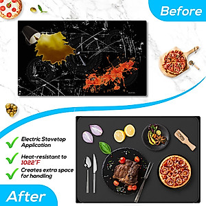 FLASLD Fireproof and Waterproof Stove Top Covers, 21×29.5 inch Electric Stove Cover Mat, Glass Top Stove Cover - Ceramic Glass Cooktop Protector - Flat Top Oven Cover, Black Without Logo