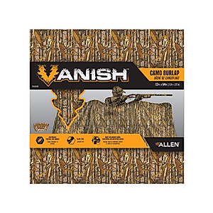 Allen Company Vanish Camo Burlap, Glare Free Hunting Blind Material, 12 ft L x 54 in W, Natural Grain Belt Camo, one Size