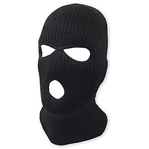 3 Hole Knitted Full Face Ski Mask Winter Balaclava Face Cover for Outdoor Sports (Black)