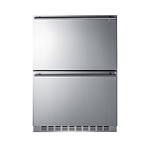 Summit Appliance SPRF34D 24" Wide 2-Drawer Refrigerator-Freezer; 3.9 cu.ft. Capacity; Frost-free Operation; Built-in Capable; Stainless Steel Construction; LED Lighting and Adjustable Drawer Dividers