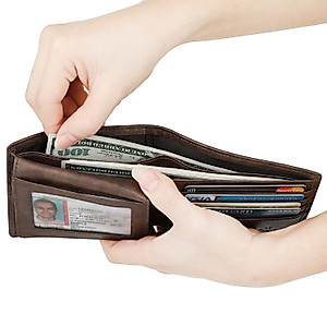 Wallet for Men-Genuine Leather RFID Blocking Bifold Stylish Wallet With 2 ID Window (Coffee-galaxy)