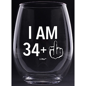 35th Birthday Gifts Wine Glass Men Women | 1989 Birthday Gift for Man Woman turning 35 | Funny 35 th Party Supplies Decorations Ideas | Thirty Five Year Old Bday | 35 Middle Finger Gag Wine Presents
