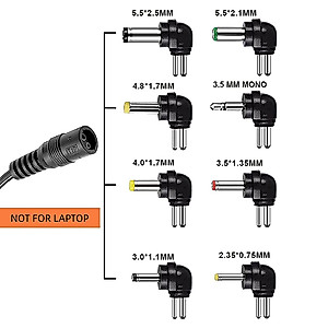 Aisilk Multi-Voltage AC DC Power Adapter 3V-12V 1000mA 1A Max 12W Universal Switching AC/DC Charger W/ 8 Adapter Plugs Compatible with 3V 4.5V 5V 6V 7.5V 9V 12V Electronic Devices