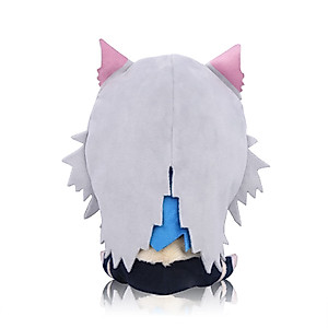 LINKOM Plush Dolls Tanjiro Nezuko Zenitsu Sitting Cute Toys Cushion Pillows Gift Collection for Kids Fans (20cm/7.87inch, Hashibira Inosuke)