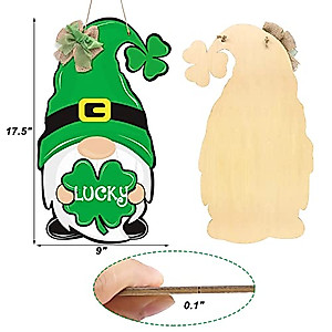 Huray Rayho St Patrick's Day Gnome Door Sign Wooden Welcome Door Hanger for Porch Farmhouse Garden Apartment Office Home Decor (9" x 17.5")
