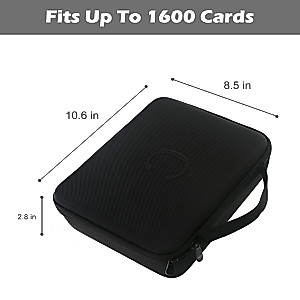 Hard Travel Card Game Case Includes 4 Removable Dividers and 500 Counts Card Sleeves, Holds Up To 1600 Cards for Cards Against Humanity and Other Types of Games, Black
