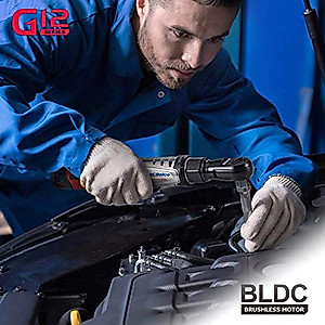 ACDelco Brushless 1/4-Inch Ratchet Wrench Li-Ion 12V Cordless, 45 Ft-lbs Max Ratchet Wrench Tool Kit, 2 Battery & Charger Included, G12 Series, ARW1210-22