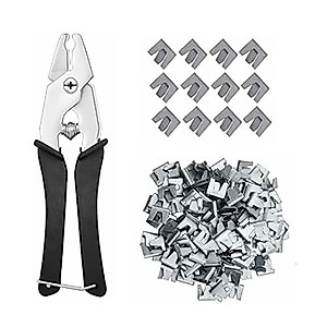300 PCS Wire Quail Cage Clips Pet Cage Fixed Metal Clips Pet Cage Building Clips with 1 Cage Pliers Crimper Tool for Chicken Pigeon Rabbit Bird Pet Dog Cat Cage Lodge