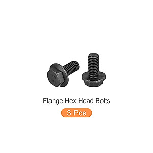 METALLIXITY Flanged Hex Head Bolts (M12x25mm) 3pcs, Hexagon Serrated Flange Bolt Fully Thread Screw - for House Construction Hardware Fasteners