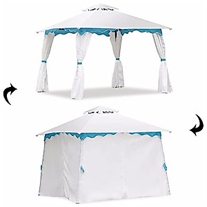 ADUH 2 Tier 10'x10' Patio Gazebo Canopy Tent Steel Frame Shelter Awning W/Side Walls Outdoor Furniture