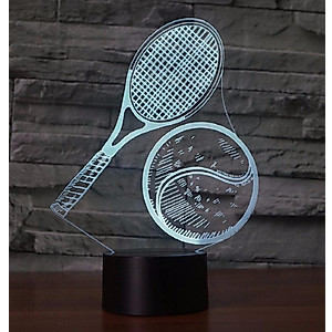 FXUS 3D Tennis Night Light Remote Control Touch Switch 16 Color Change LED Table Desk Lamp Home Decoration Toy Birthday Children Gift