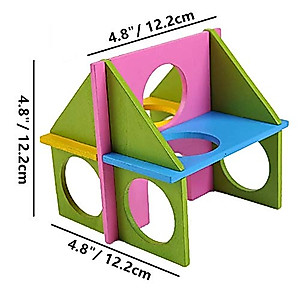 Litewoo Hamster Wooden Tunnel Toy Exercise House Funny Seesaw Hideaway Grinding Teeth for Small Pets Chinchilla Gerbil Rat Mouse Guinea Pig Intelligence Toy