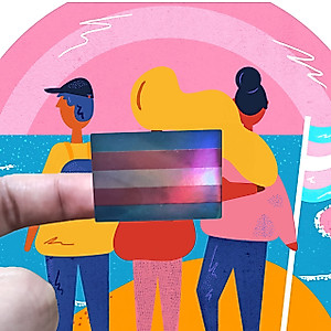 LGBTQ Pride Stickers, Transgender Flag Rectangle Self Adhesive Decal Waterproof Stickers for Parades and Events(1 Roll - 300 Stickers)