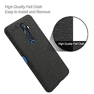 Grandcase Oppo Reno2 Z Case,Ultra-Thin Felt Cloth Anti-Fingerprint Shock Absorber Protective Cover for Oppo Reno2 Z/F 6.53" -Black