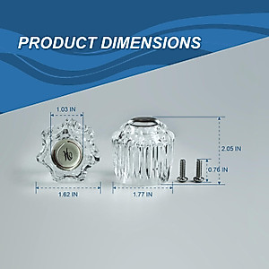 Grandiance Faucet Handles, Bathtub Faucet Knobs, Complete Faucet Rebuild Trim Kit Compatible with Delta/Delex faucets, Hot and Cold Faucet Replacement Handles in Clear Acrylic, 1 Kit