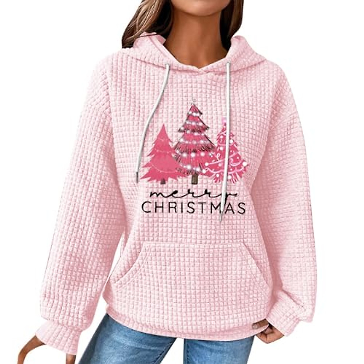 Oversized Sweatshirts For Women Loose Fit Women's Christmas Printed Hooded Sweatshirt Top (A-Christmas1-Pink, XL) Clarence Items track my orders for delivery my cart
