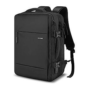HOMIEE Travel Laptop Backpack TSA Friendly Flight Approved Carry-on Bags with USB Charging Port, 40L Expandable Luggage Daypack Large Suitcase Durable Weekender Bag, Black