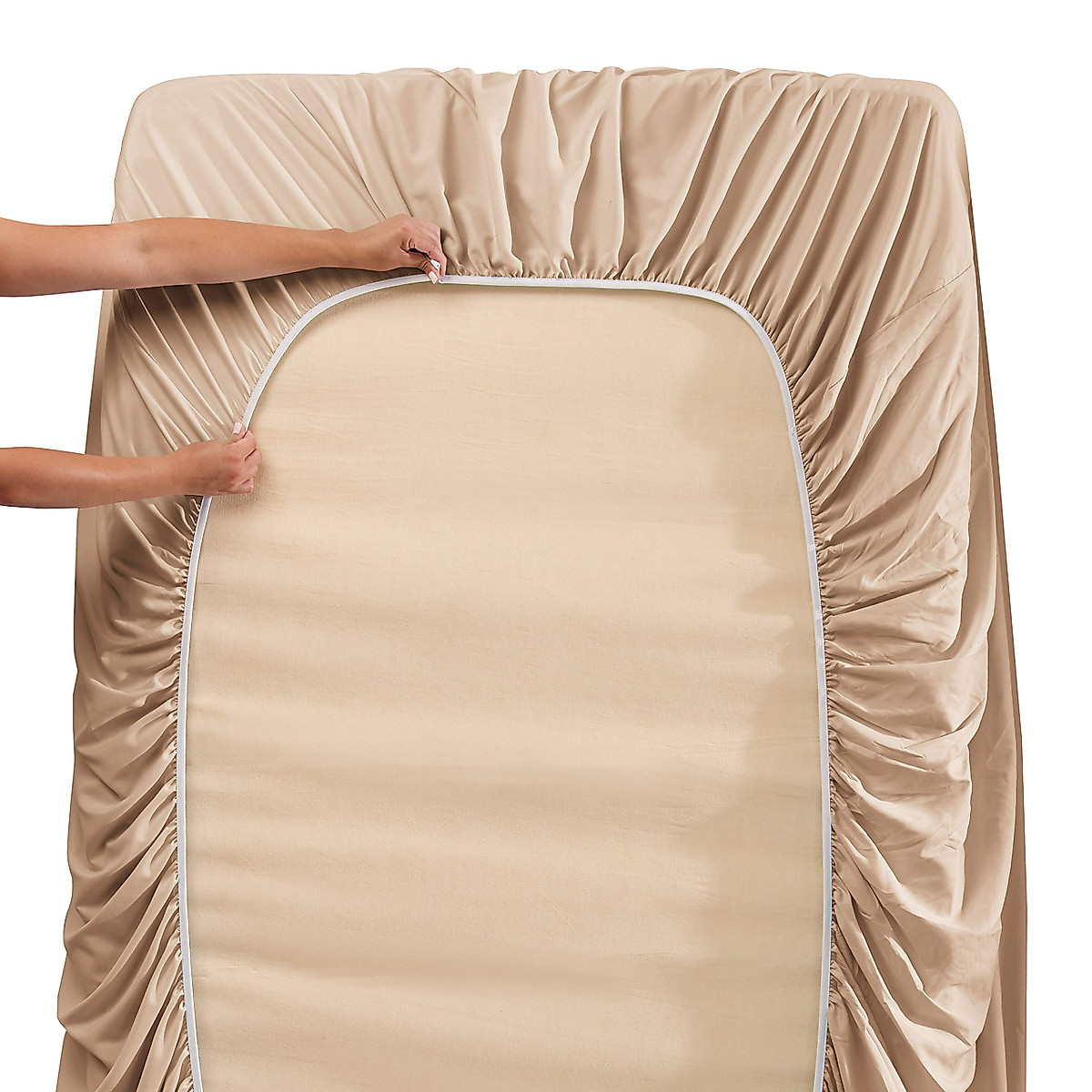 Hearth & Harbor Full Size Sheets - 4 Piece Bed Sheet Set, Hotel Luxury Double Brushed Bed Sheets - Extra Soft Bedding Sheets & Pillowcases, Full, Taupe